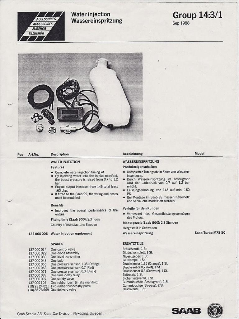 Saab 900 Water Injection | PDF