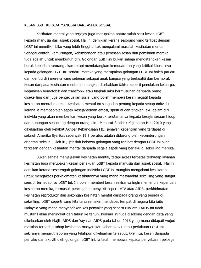 Kesan LGBT Kepada Manusia Dari Aspek Sosial | PDF