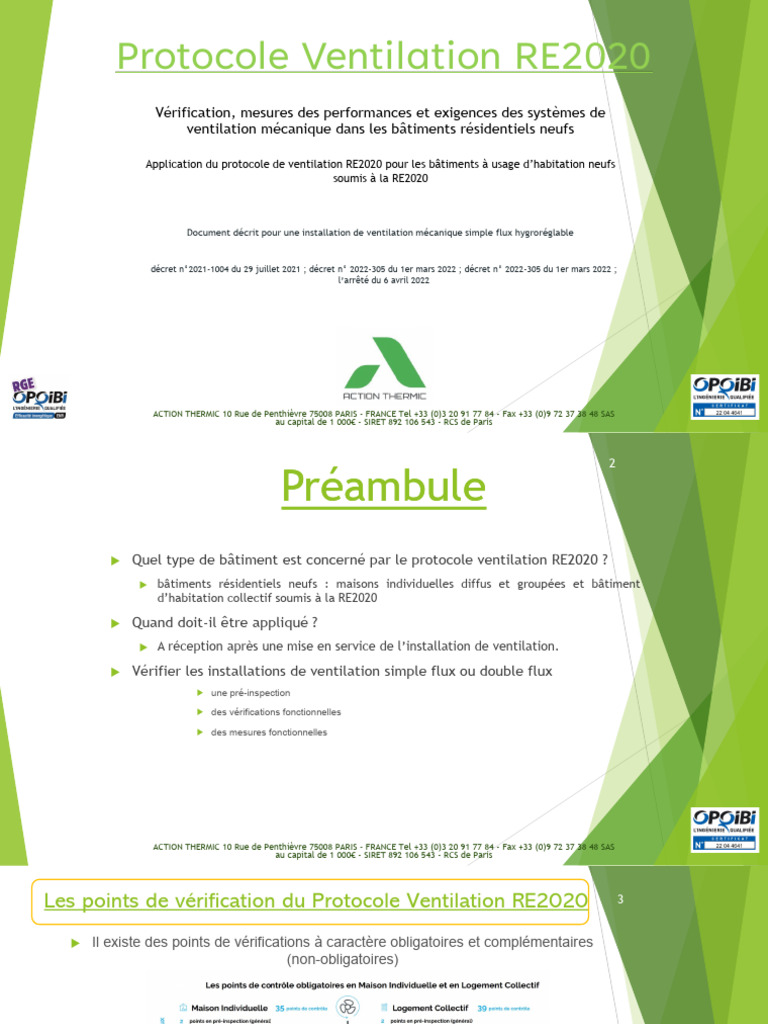Protocole Ventilation RE2020 pour Bâtiments | PDF