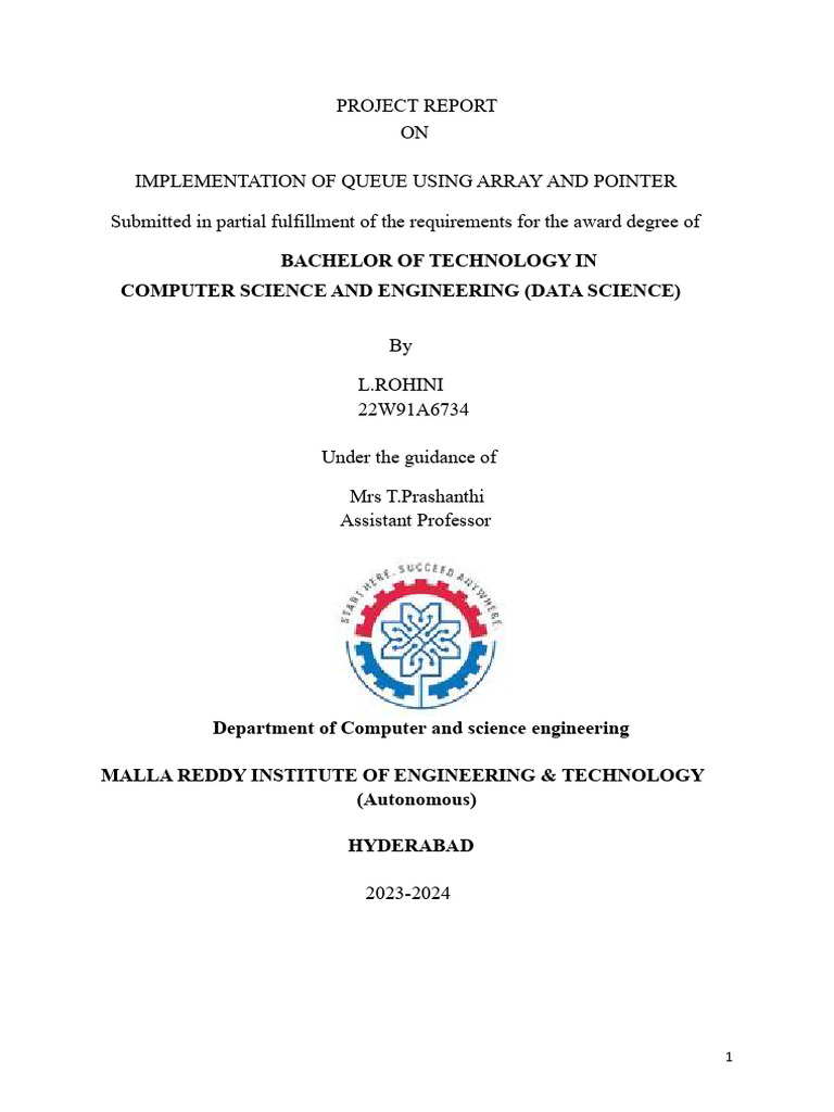 58 DS Project | PDF | Queue (Abstract Data Type) | Pointer (Computer Programming)