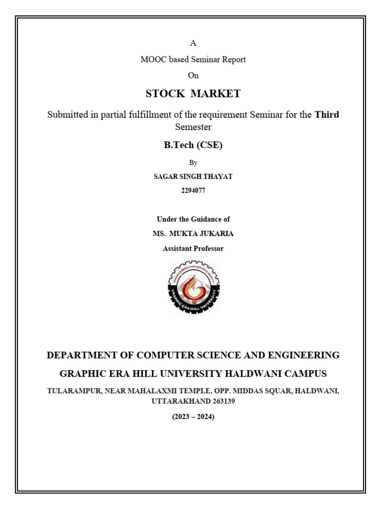 sagar mooc report | PDF | Stocks | Financial Markets