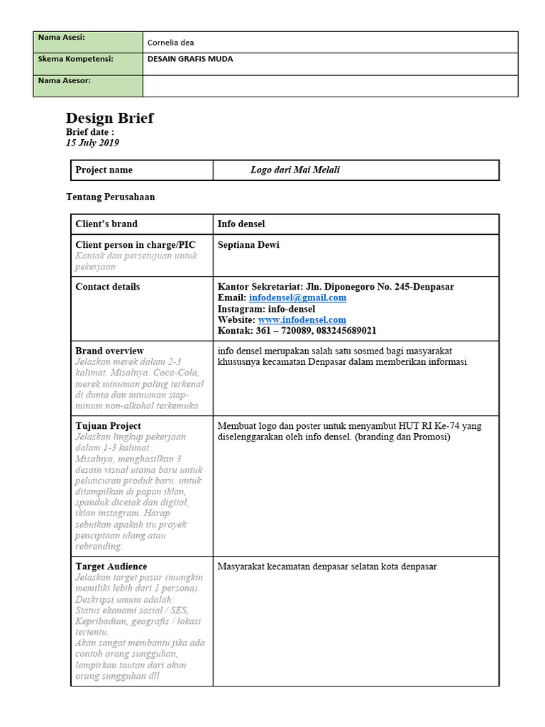 Design Brief Tugas 2 | PDF | Karier & Perkembangan