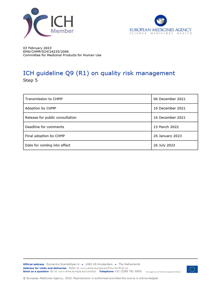 ICH9 | PDF | Risk | Risk Management