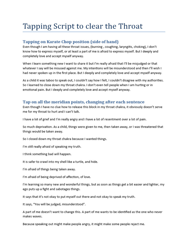 Tapping Script To Clear The Throat | PDF | Self-Improvement