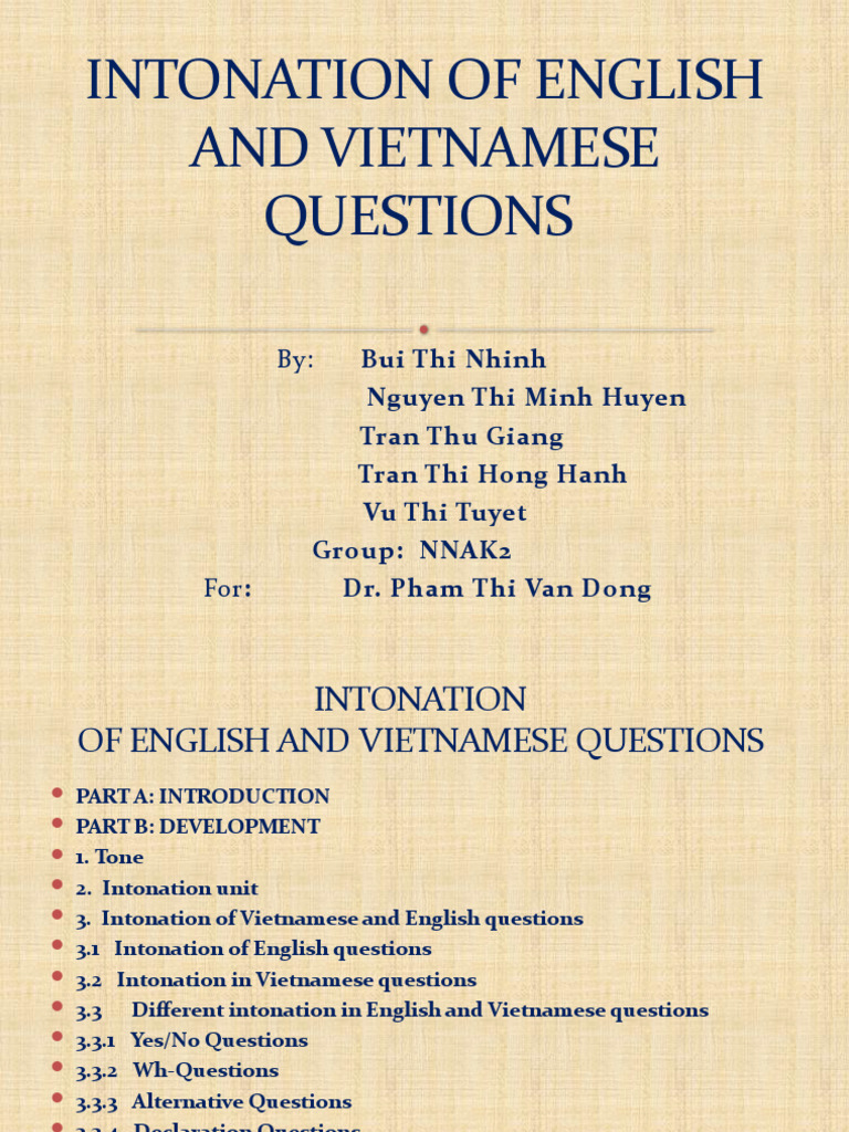 English vs Vietnamese Question Intonation | PDF | Question | Language ...