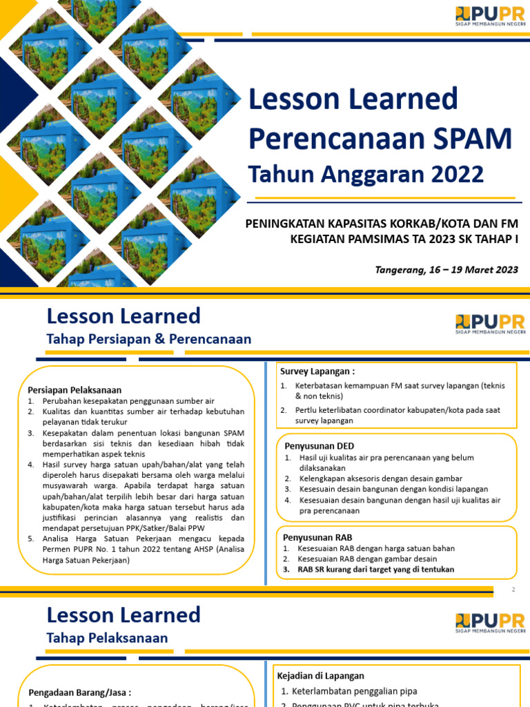 4B. Lesson Learned Perencanaan SPAM 2022 | PDF