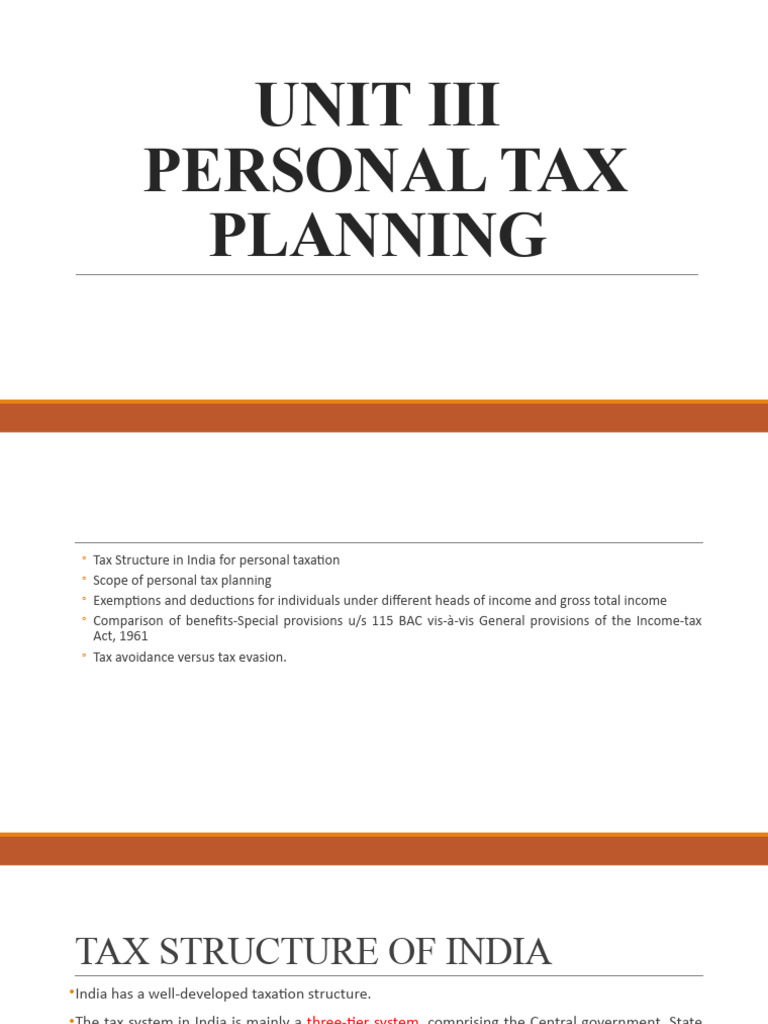 Unit III Personal Tax Planning Bcom Hons | PDF | Business | Finance & Money Management