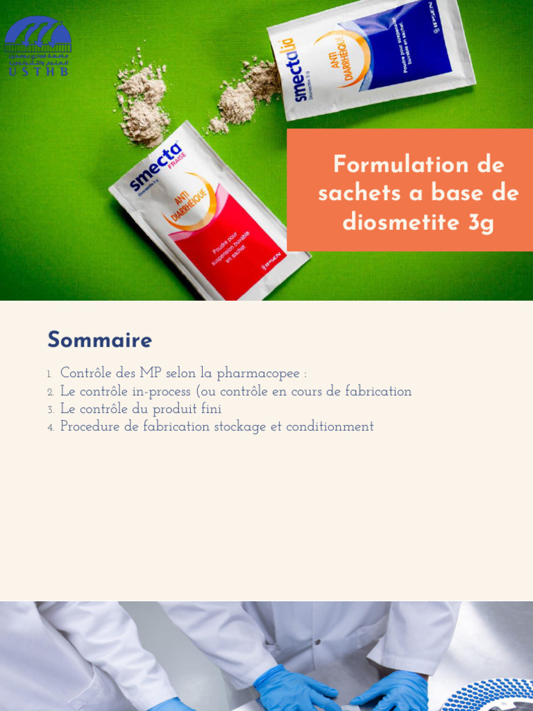 Contrôle qualité sachets Diosmectite 3g | PDF | Chromatographie | Matériaux