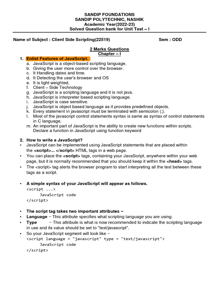 CSS Solved QB 22-23-1 | PDF | Java Script | Scope (Computer Science)