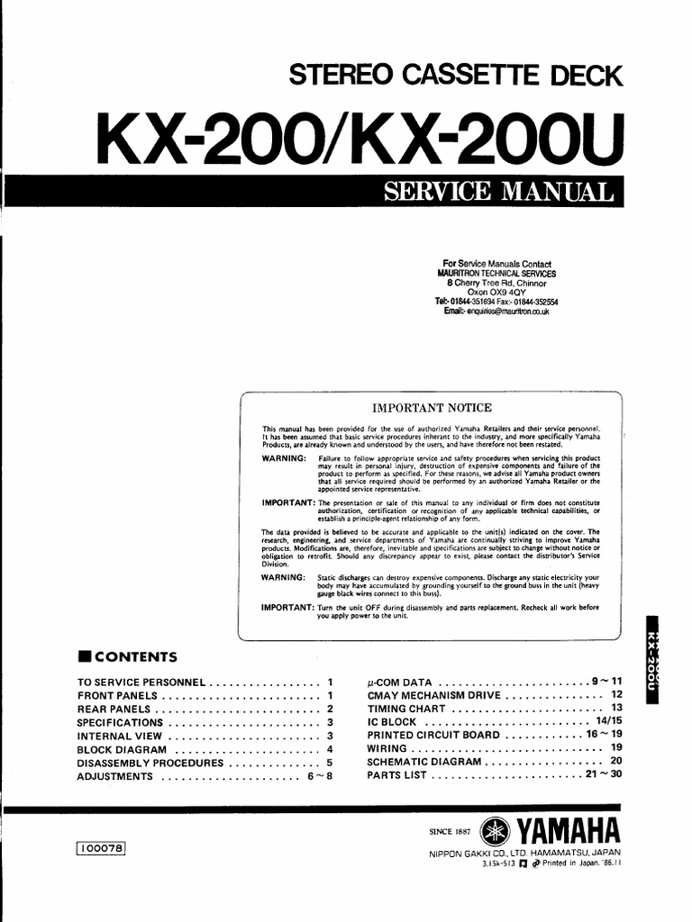Yamaha kx-200 U | PDF