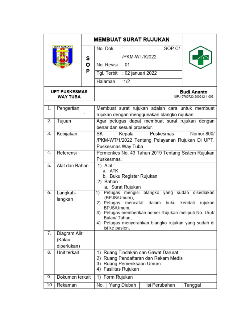 Sop Membuat Surat Rujukan | PDF