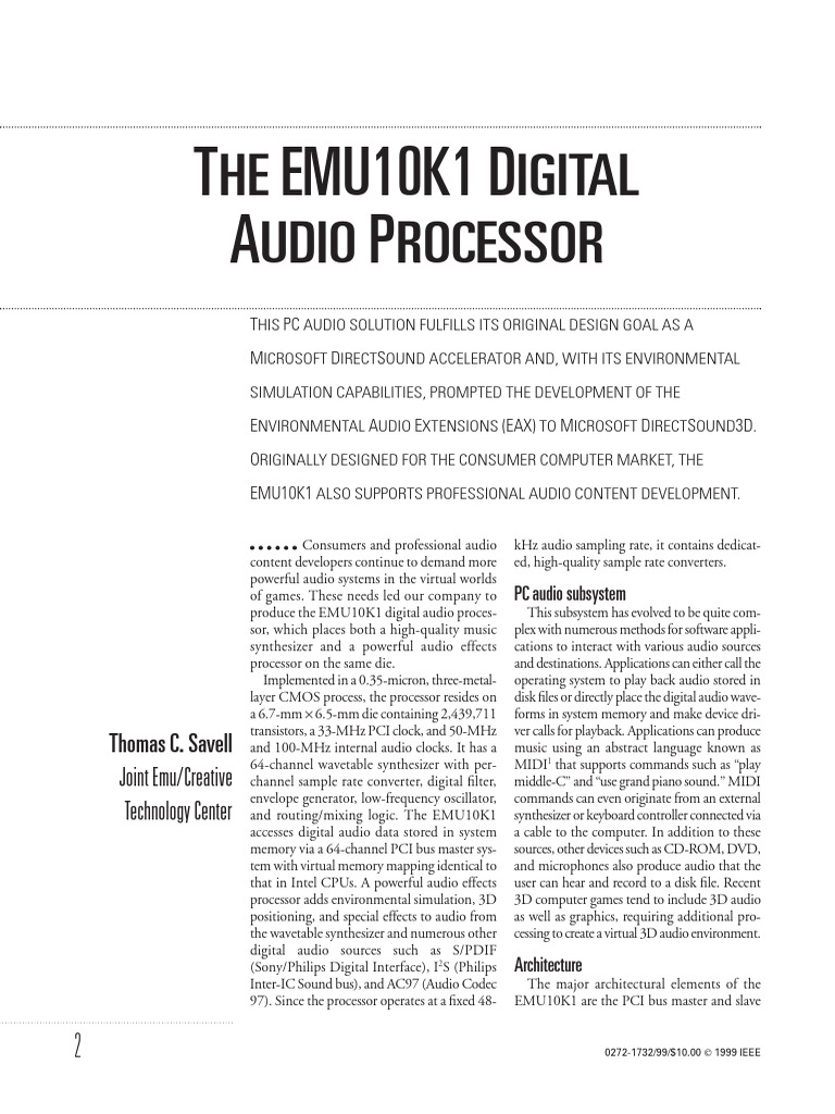 EMU10K1 | PDF | Sampling (Signal Processing) | Digital Audio