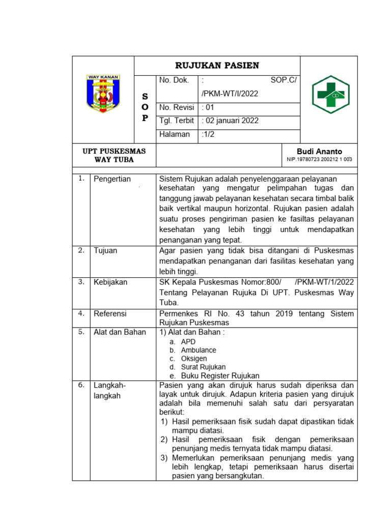 Sop Rujukan Pasien.. | PDF | Sains & Matematika
