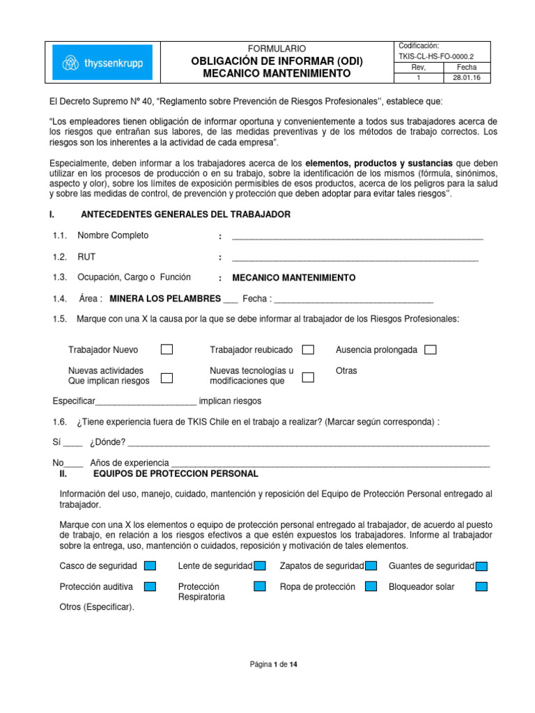 Obligación de Informar Riesgos Laborales | PDF