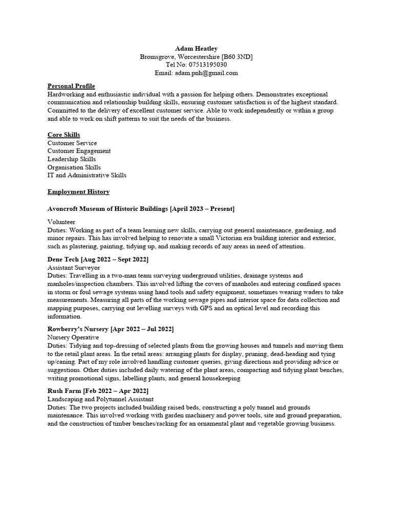Adam Heatley CV | PDF