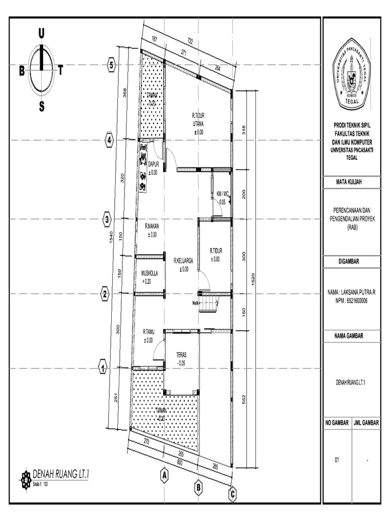 Denah Ruang Lantai 1 Proyek Sipil | PDF