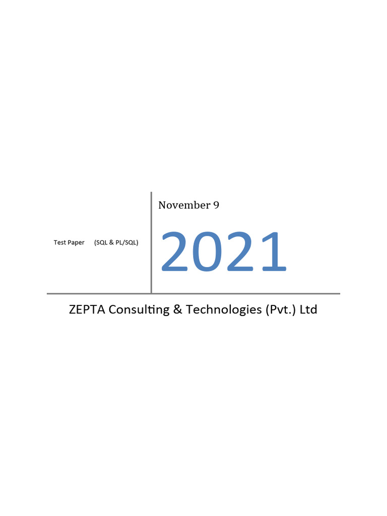 Test Paper SQL PLSQL 09112021 | PDF | Table (Database) | Sql