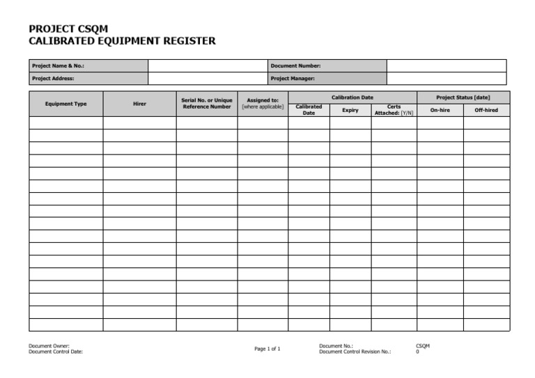 Survey Equipment Register Beta | PDF