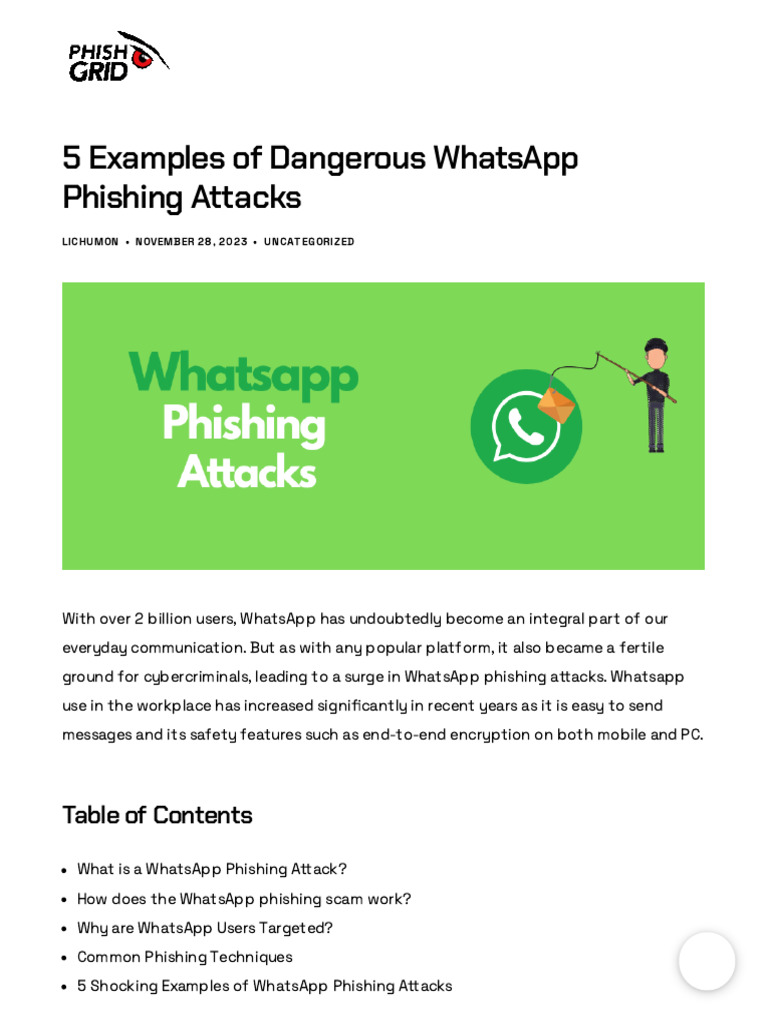 5 Examples of Dangerous WhatsApp Phishing Attacks - PhishGrid | PDF