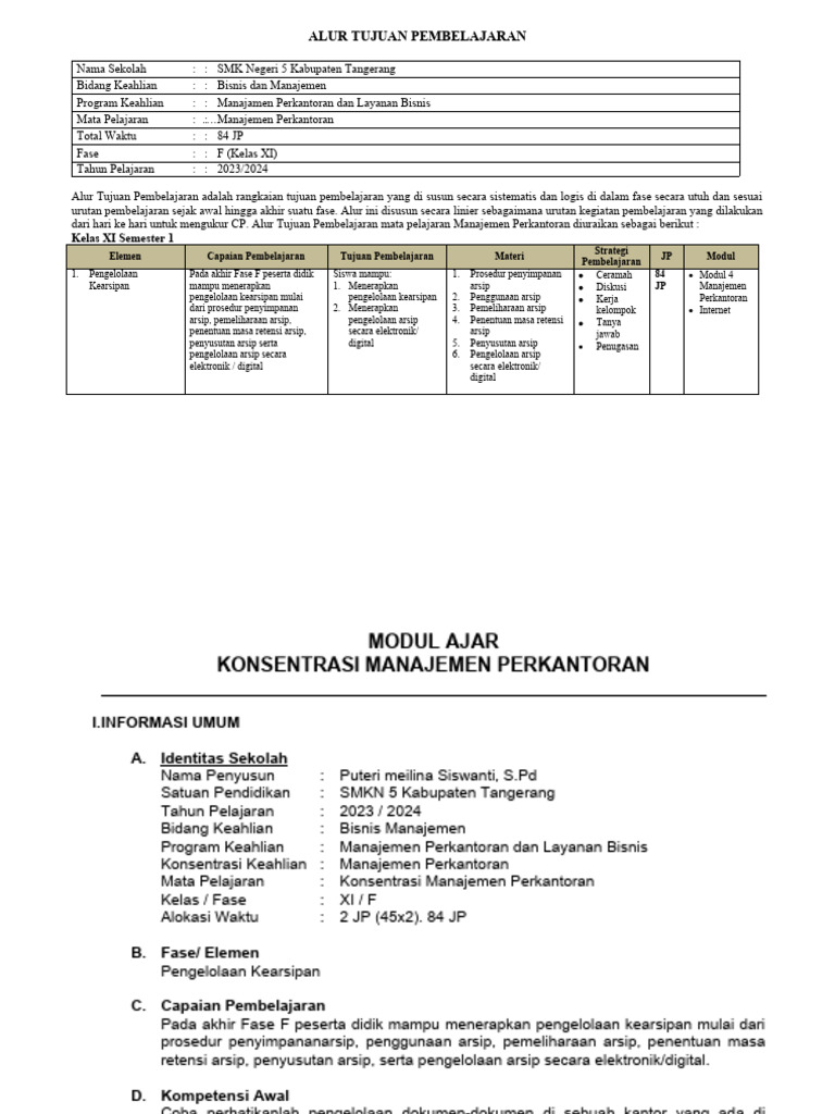 Modul Ajar Arsip | PDF