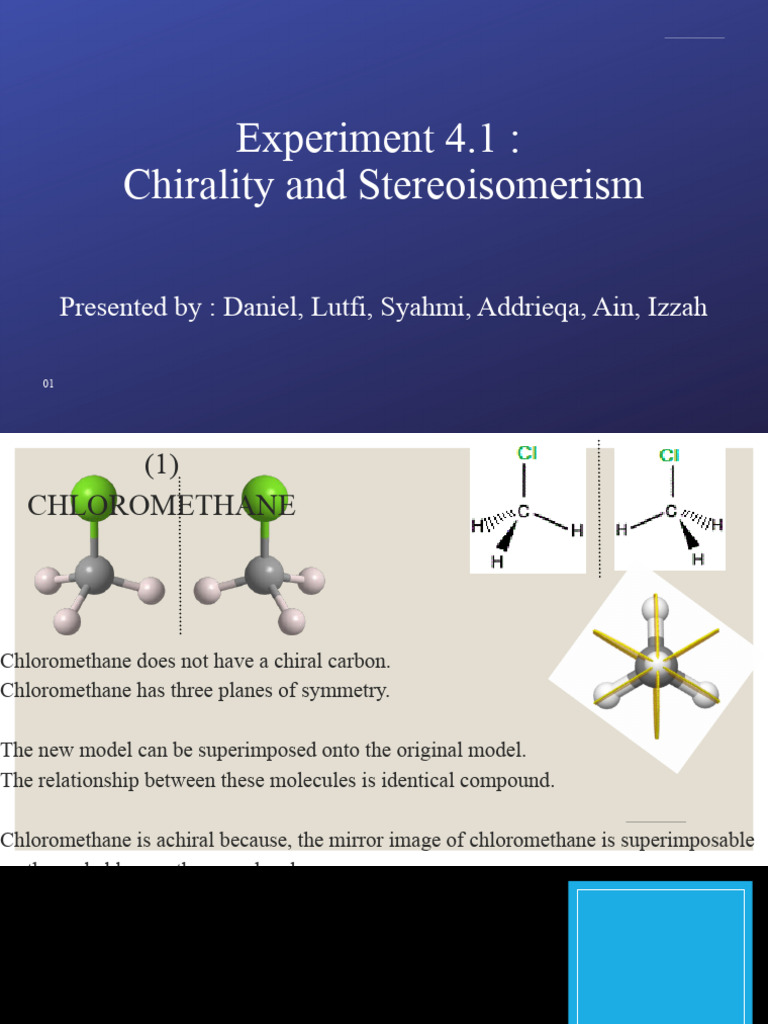 Experiment 4.1 Chirality and Stereoisomerism | PDF | Chirality ...