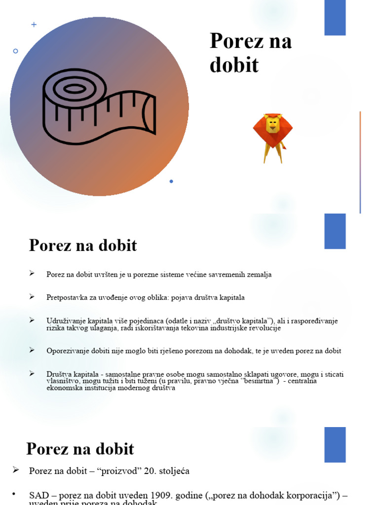 Predavanje Br. 2. POREZ NA DOBIT | PDF