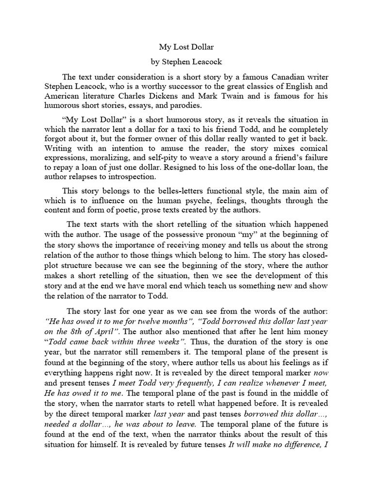 My Lost Dollar | PDF | Narration | Grammar
