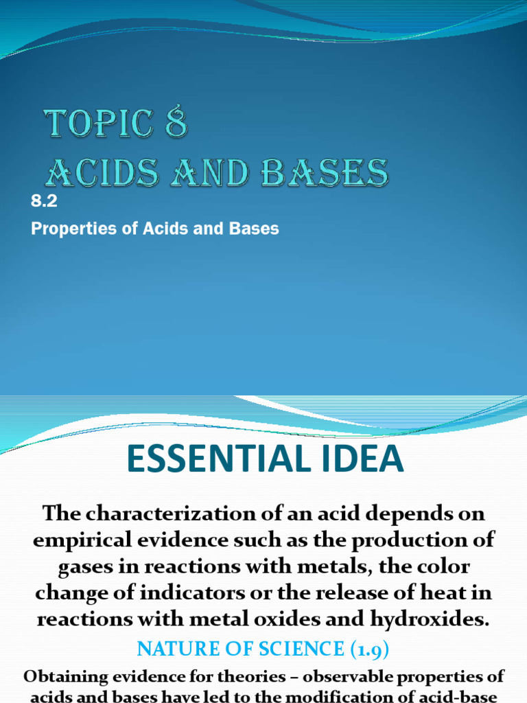 8.2 Properties of Acids and Bases | PDF | Acid | Hydroxide