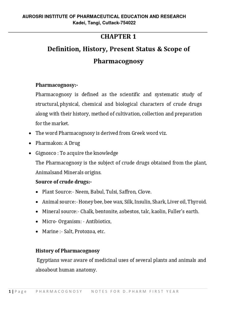 D. Pharm Pharmacognosy Notes | PDF | Alkaloid | Resin