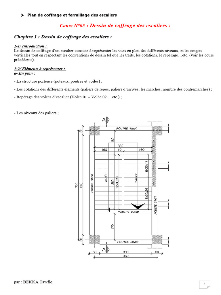 Cours N05 - Dessin de Coffrage Et Ferraillage Des Escaliers | PDF