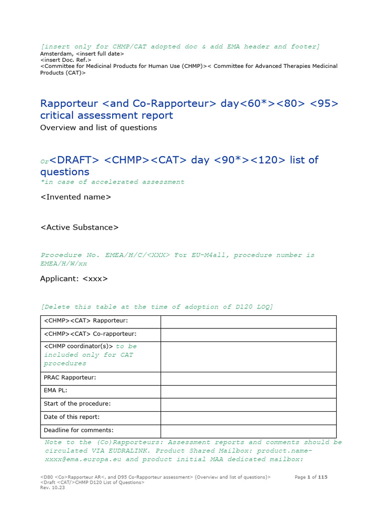 Day 80 Assessment Report - Overview and d120 Loq Template With Guidance - Rev1023 en | PDF ...