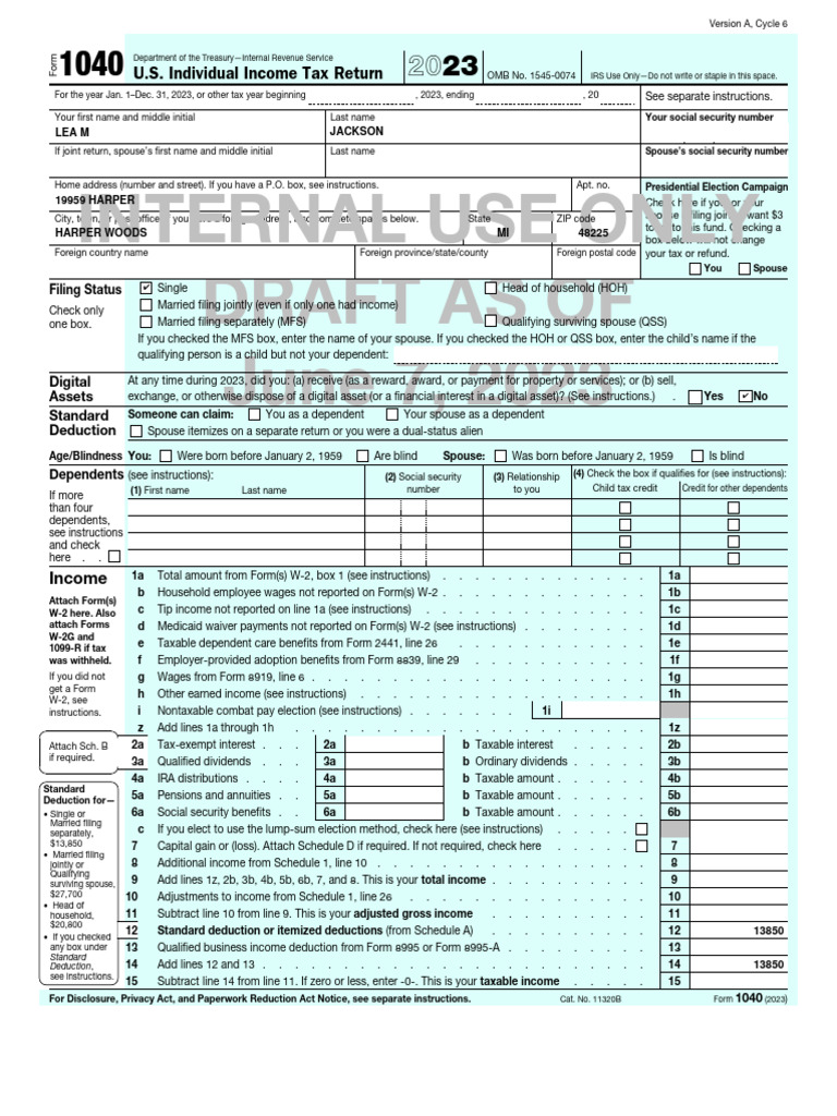 Tax Return 2023 | PDF | Irs Tax Forms | Tax Deduction