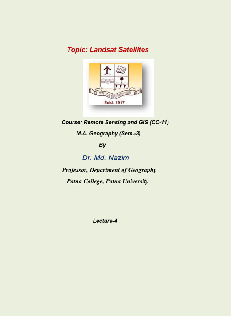 Landsat Satellite Pdf Infrared Remote Sensing