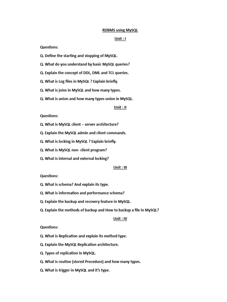 Mysql Questions | PDF | Technology & Engineering