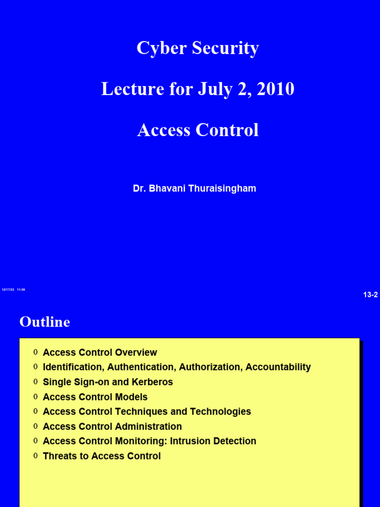 Lecture 13 | Download Free PDF | Computer Access Control | Biometrics