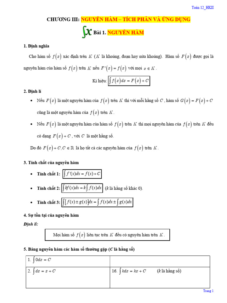 Giải Tích Toán 12 Hkii | PDF