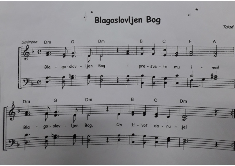 Note - Blagoslovljen Bog - Taize | PDF