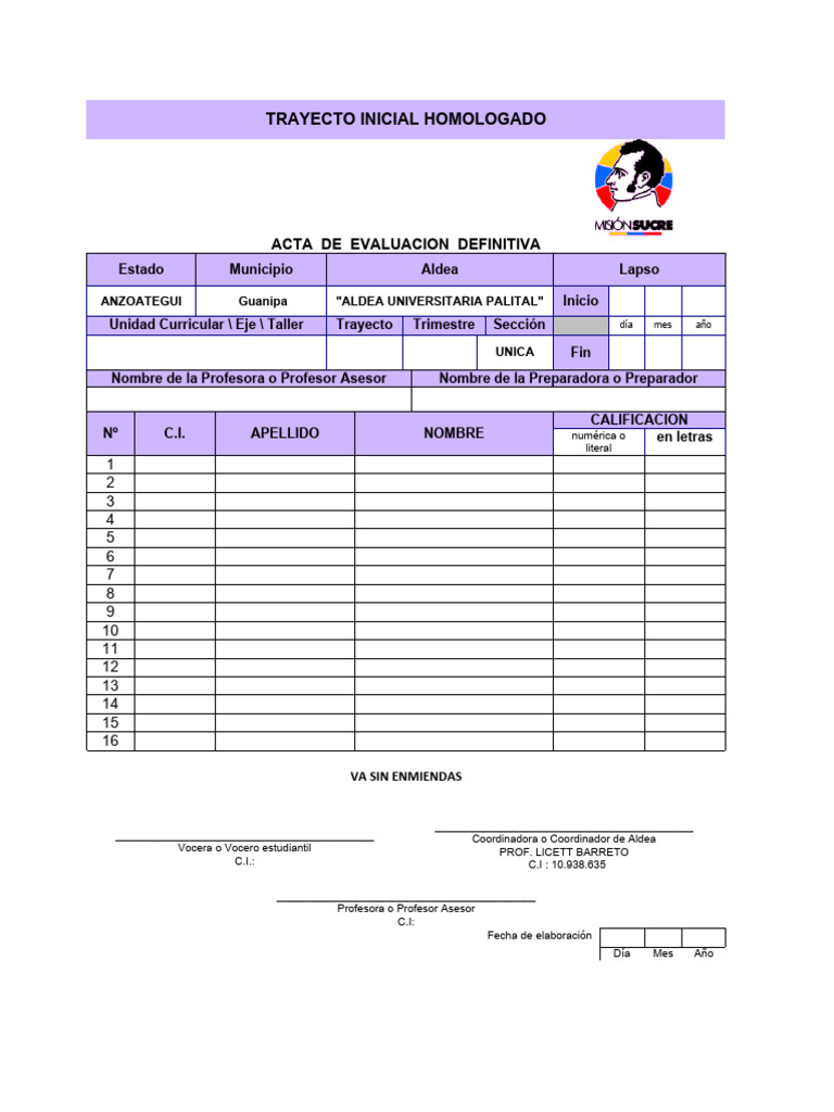 FORMATOS ACTAS DE NOTAS VARIOS(1) - copia | PDF