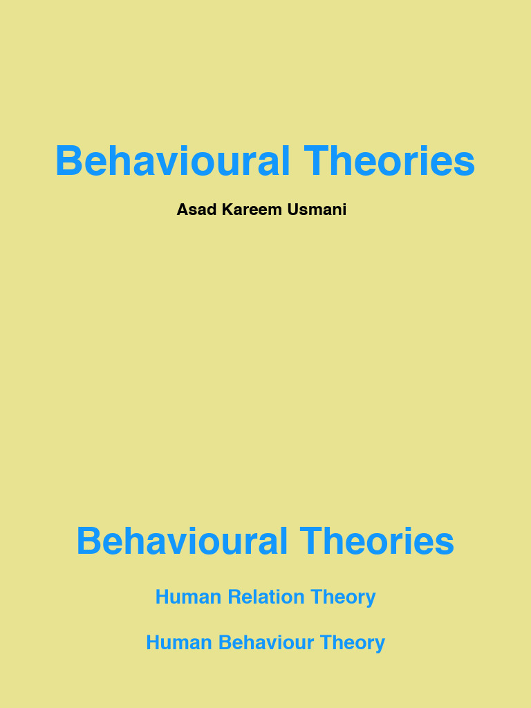 Behavioural Theories | PDF | Behavior | Employment