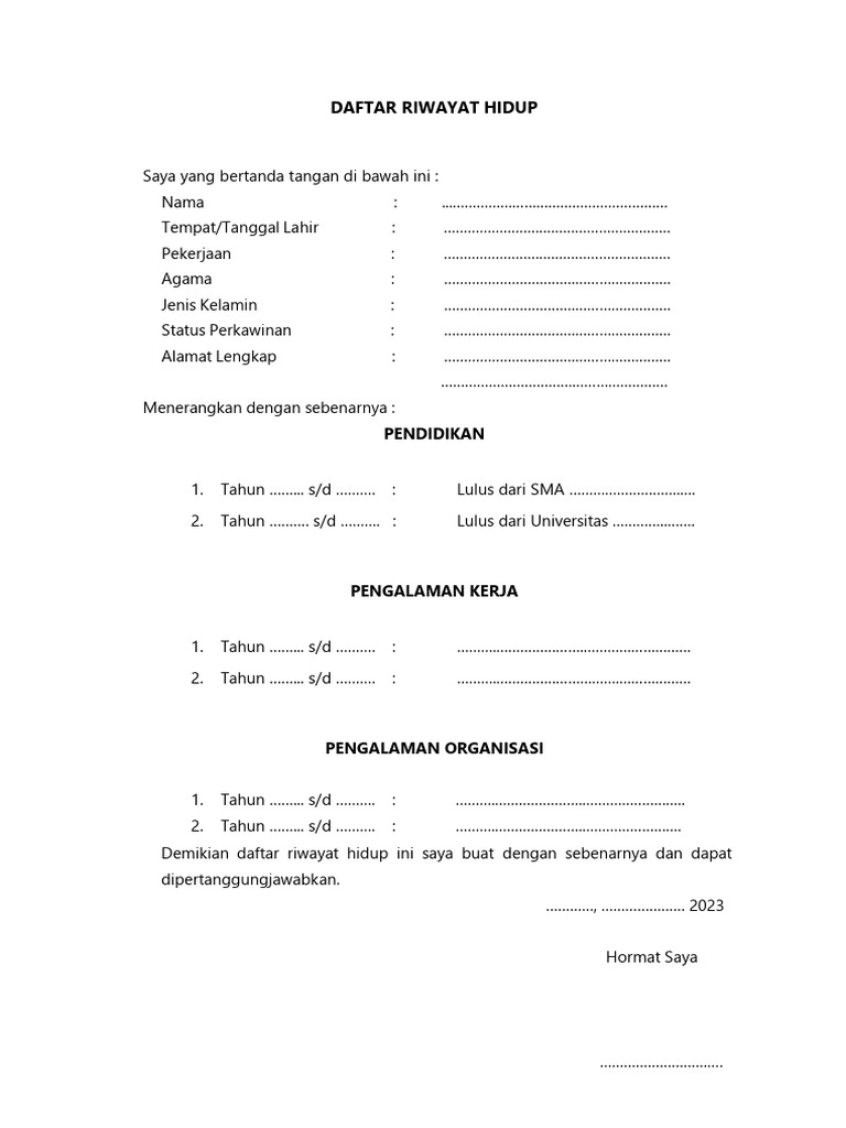 Contoh Format Berkas Administrasi 1 Ok Pdf