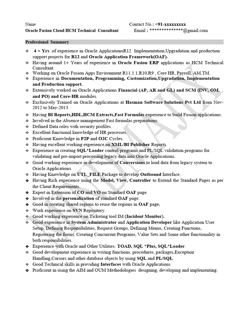 Oracle-Fusion-Cloud-Technical Sample Resume-2 | Download Free PDF ...