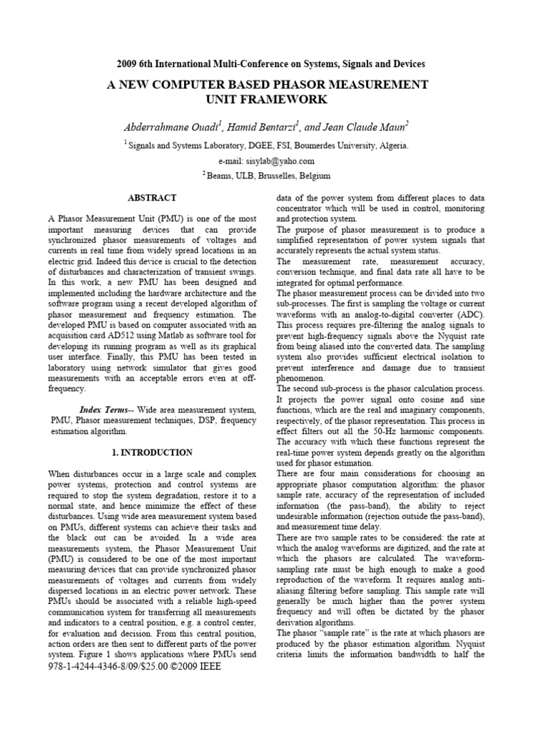 A New Computer Based Phasor Measurement Unit Framework | PDF | Sampling (Signal Processing ...
