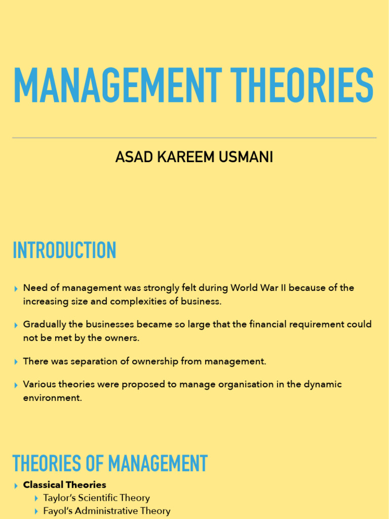 Management Theories (Classical) | PDF | Science | Economies