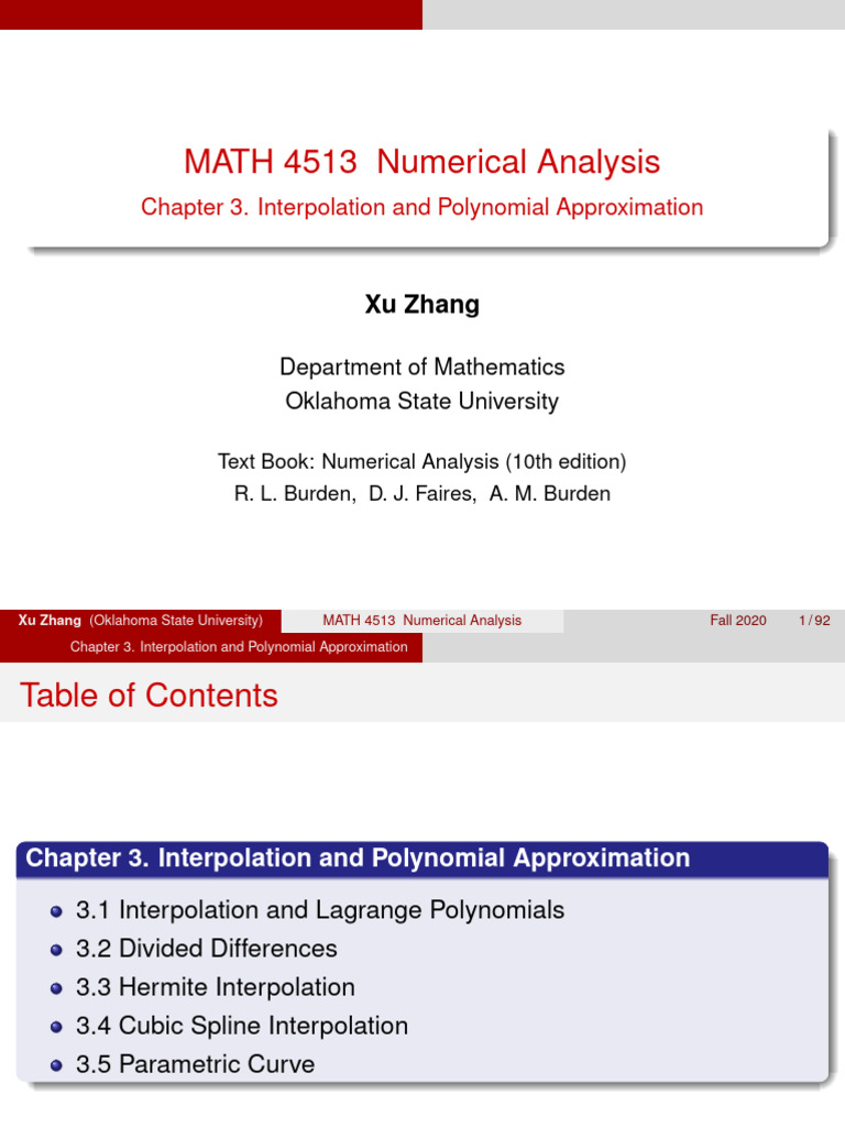 NA Ch3 Student | PDF | Interpolation | Polynomial
