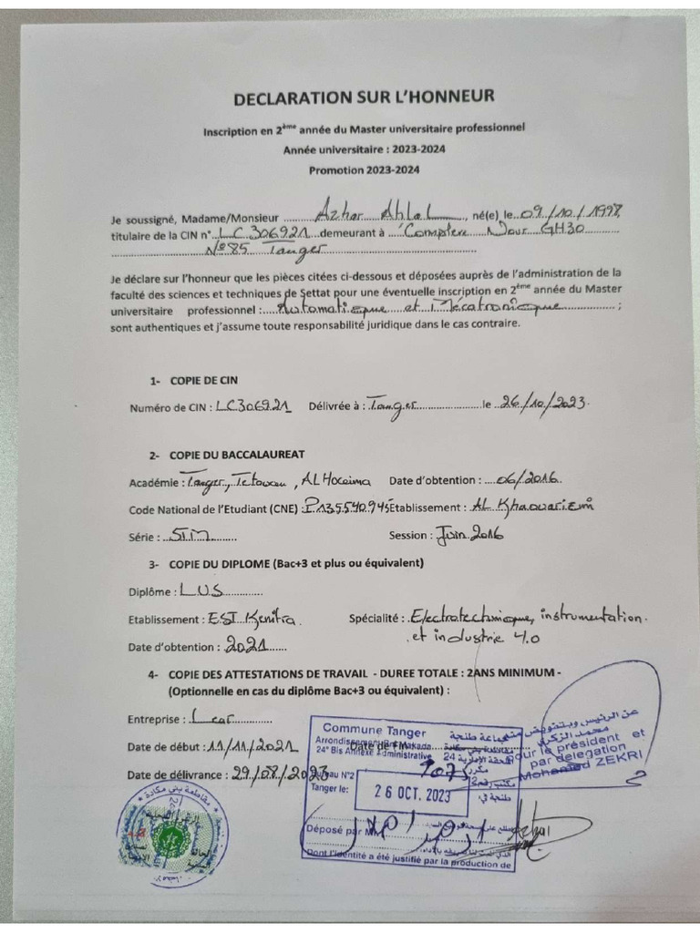 Declaration Sur L - Honneur | PDF