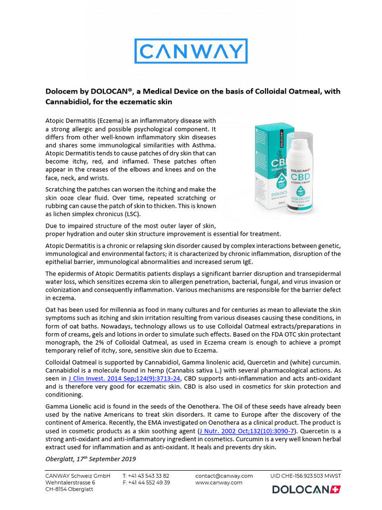 DOLOCAN Dolocem CBD Eczema Cream White Paper - 20190917 | PDF ...