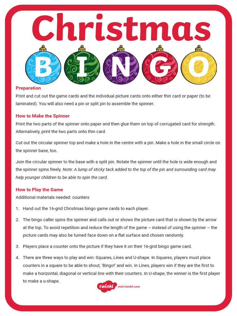 Christmas Spinner Bingo Game | PDF