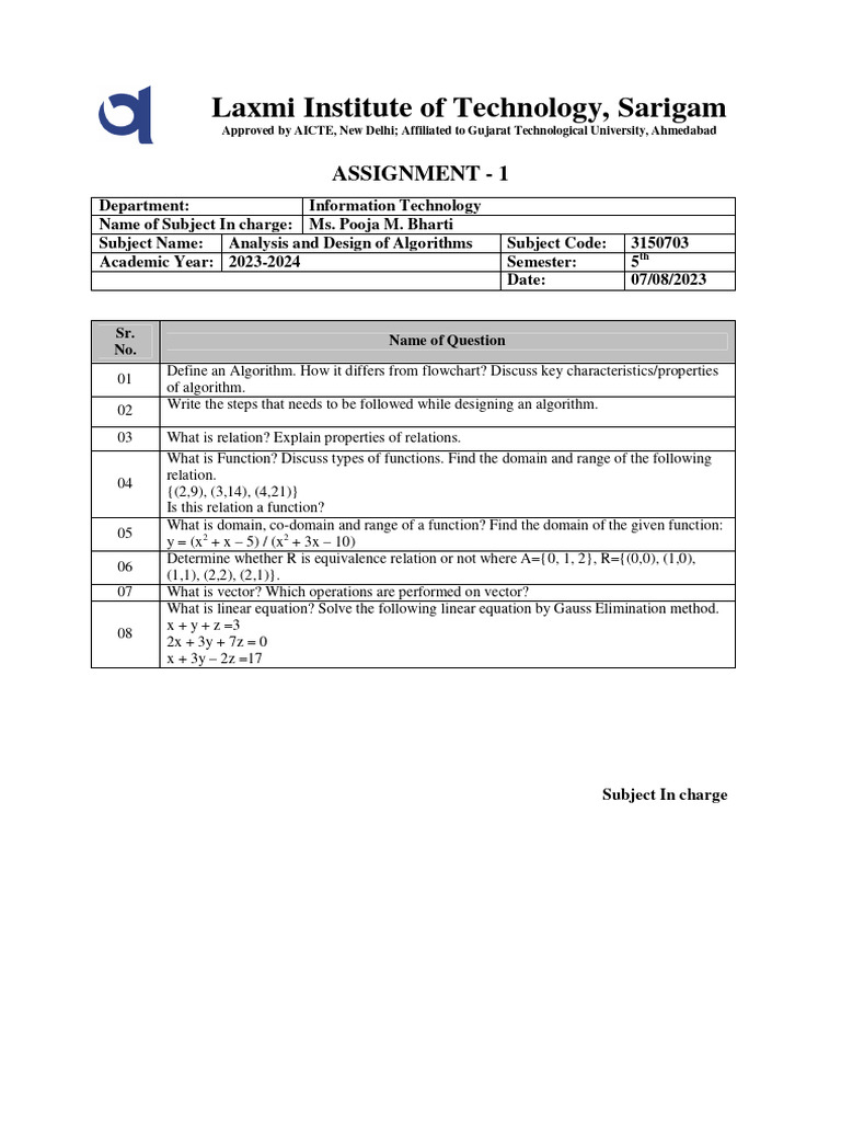 Assignment 1 2 ADA | PDF | Time Complexity | Algorithms