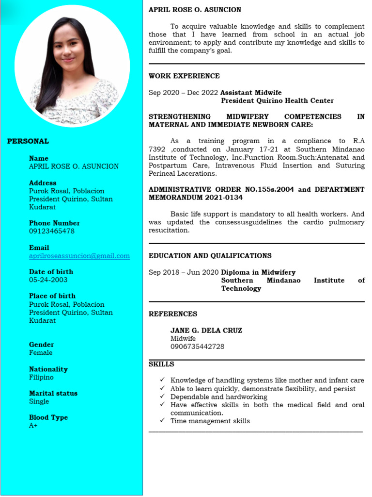 April Resume | Download Free PDF | Midwife | Midwifery