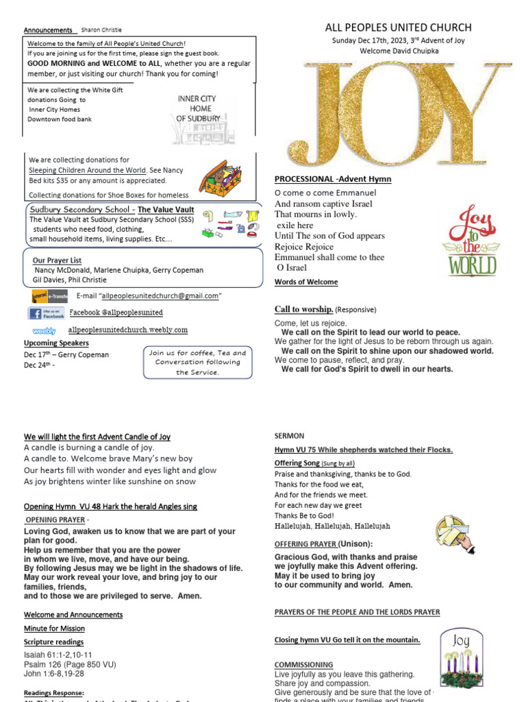 David Chuipka Dec 17 TH 3rd Advent Joy Rev3 PDF | PDF | Prayer | Advent